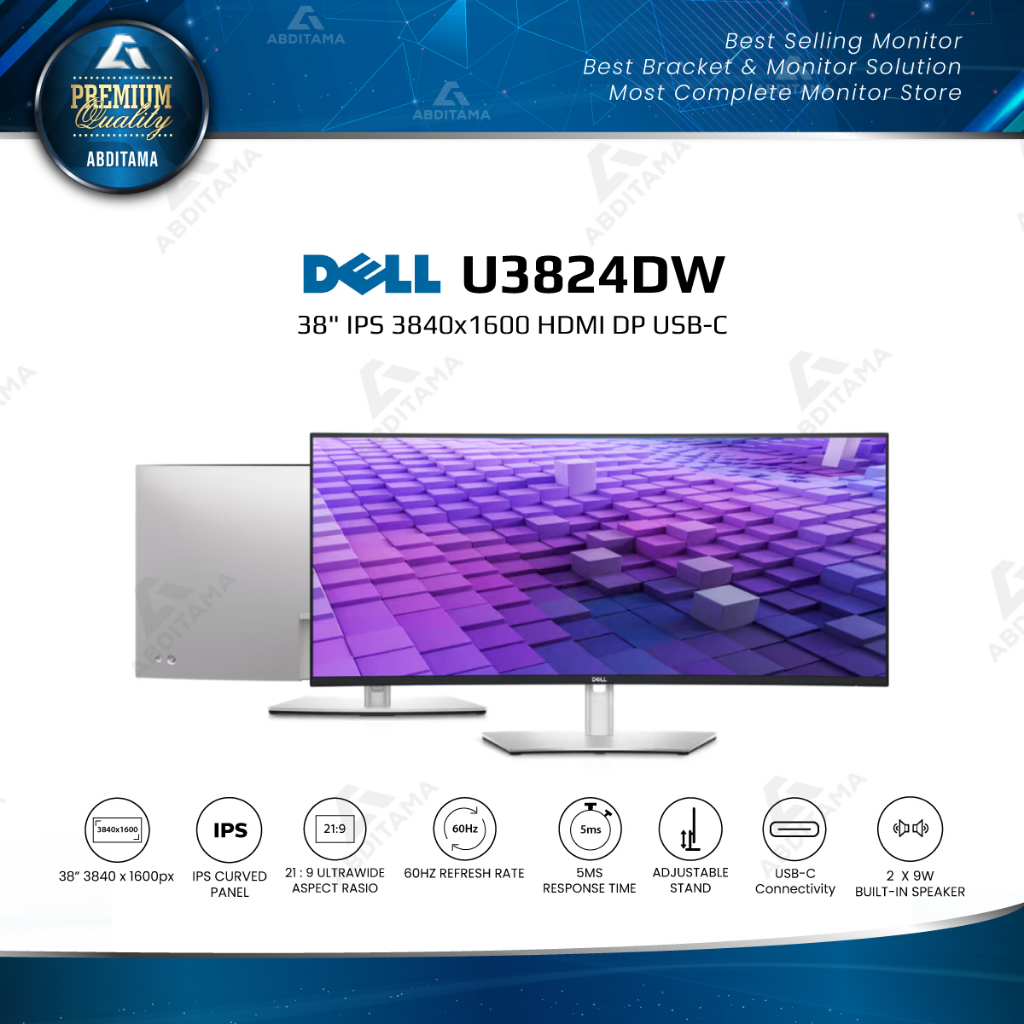 Jual Monitor LED Ultrawide Dell U3824DW 38" IPS 3840x1600 HDMI DP USB-C ...