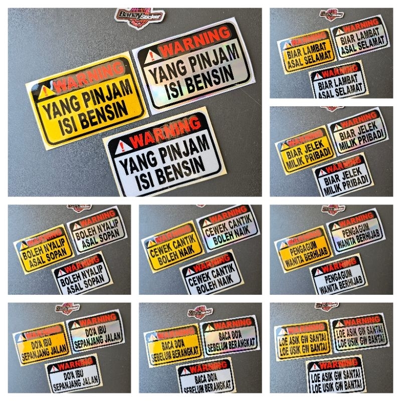 Jual Stiker Sticker Kata Kata Warning YANG PINJAM ISI BENSIN DLL cutting | Shopee Indonesia