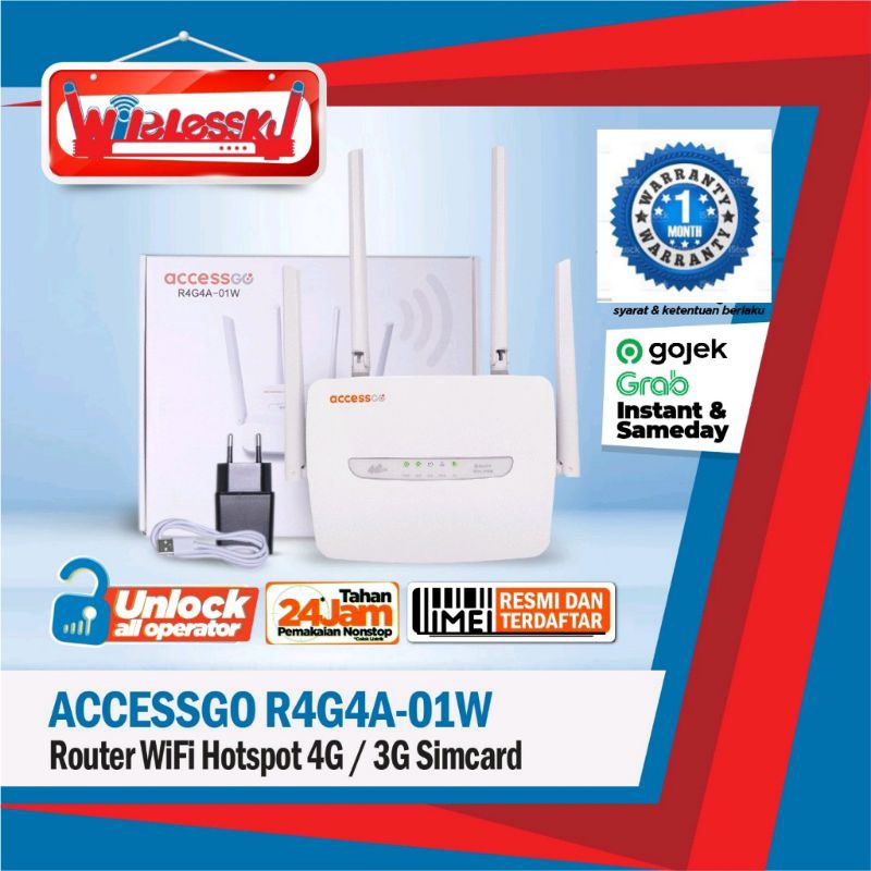 Jual AccesGo Router 4G White 4 Antena 01W | Shopee Indonesia