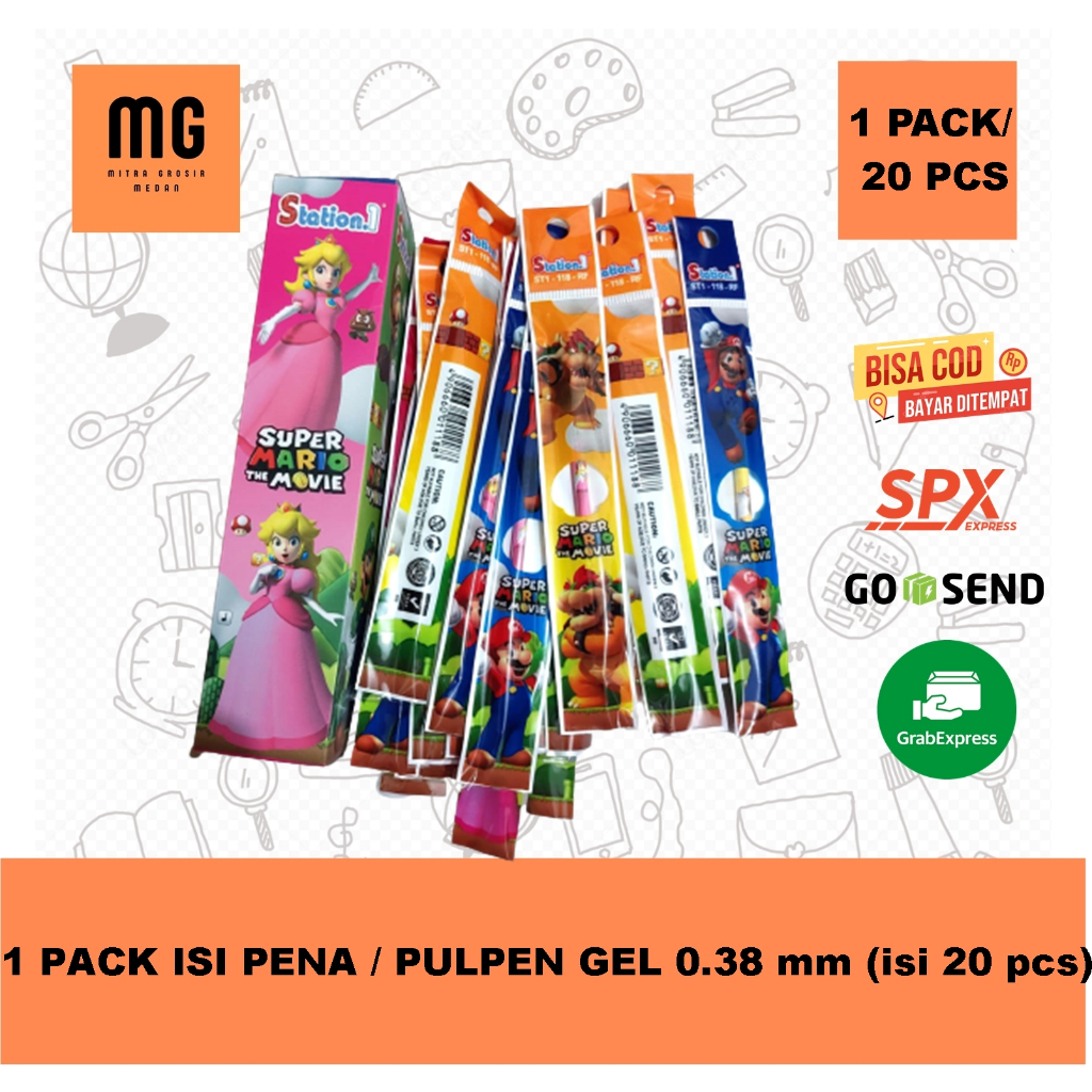 Jual 1 Box Isi Pena Gel 0.38 mm (isi 20 pcs) | Shopee Indonesia