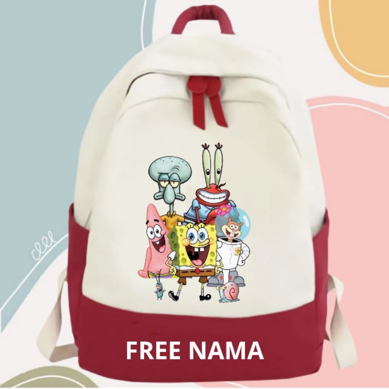 Jual Tas Ransel Backpack Anak Sekolah Custom Gambar Spongebob ...