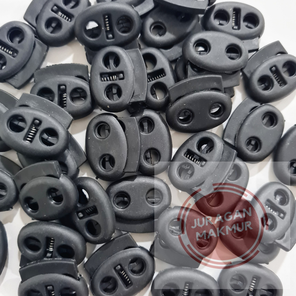 Jual [100pcs] Stopper Compo Lubang 2 Hitam 2cm - Stopper Jaket 20mm ...