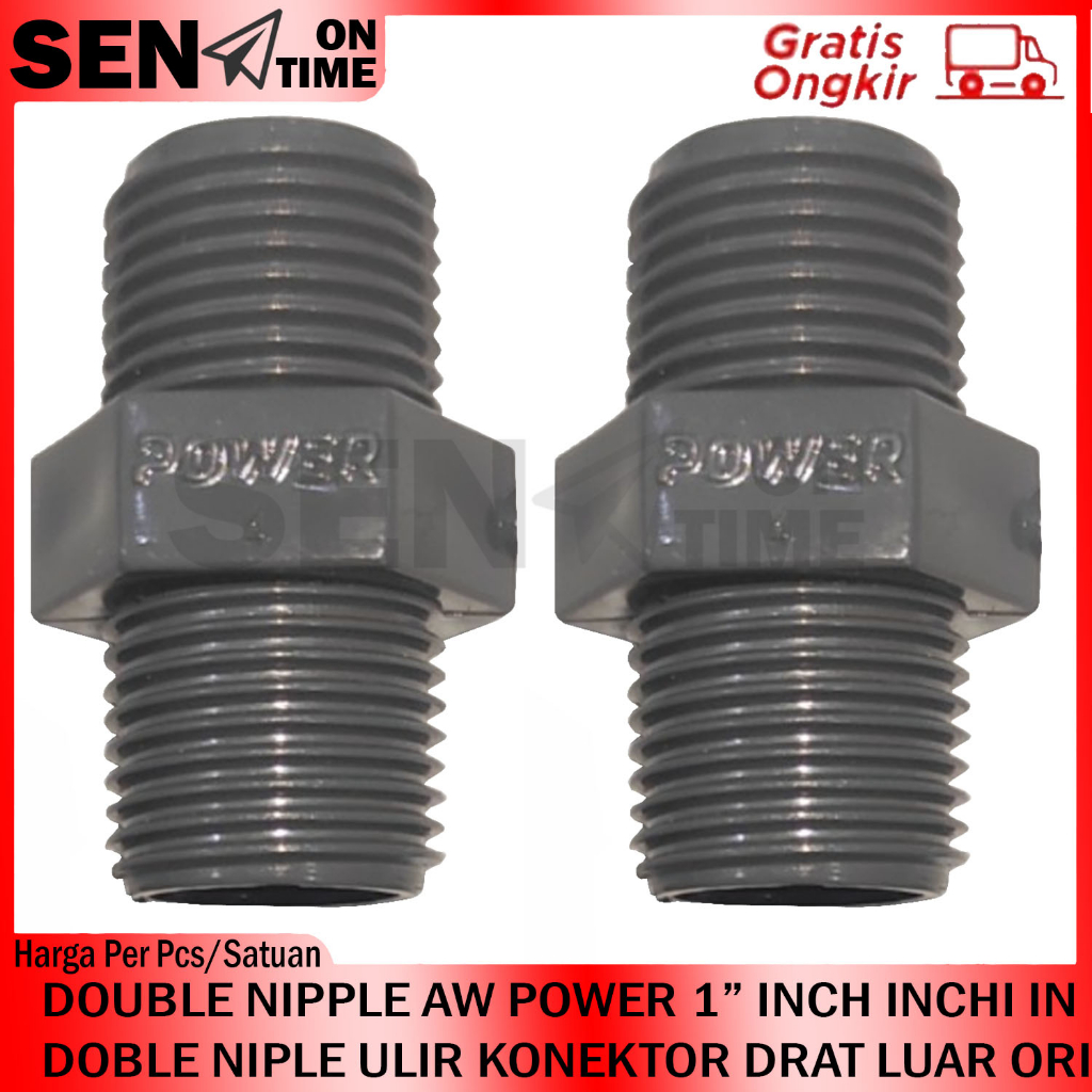 Jual DOUBLE NIPPLE 1INCH AW POWER DOBLE NIPEL ULIR KONEKTOR DRAT LUAR FITTING PIPA PVC DOUBEL ...