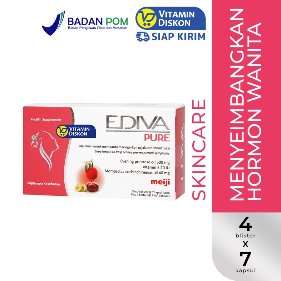 Jual EDIVA PURE 1 BOX 28 KAPSUL | Suplemen Untuk Membantu Menyeimbangkan Hormon | Shopee Indonesia
