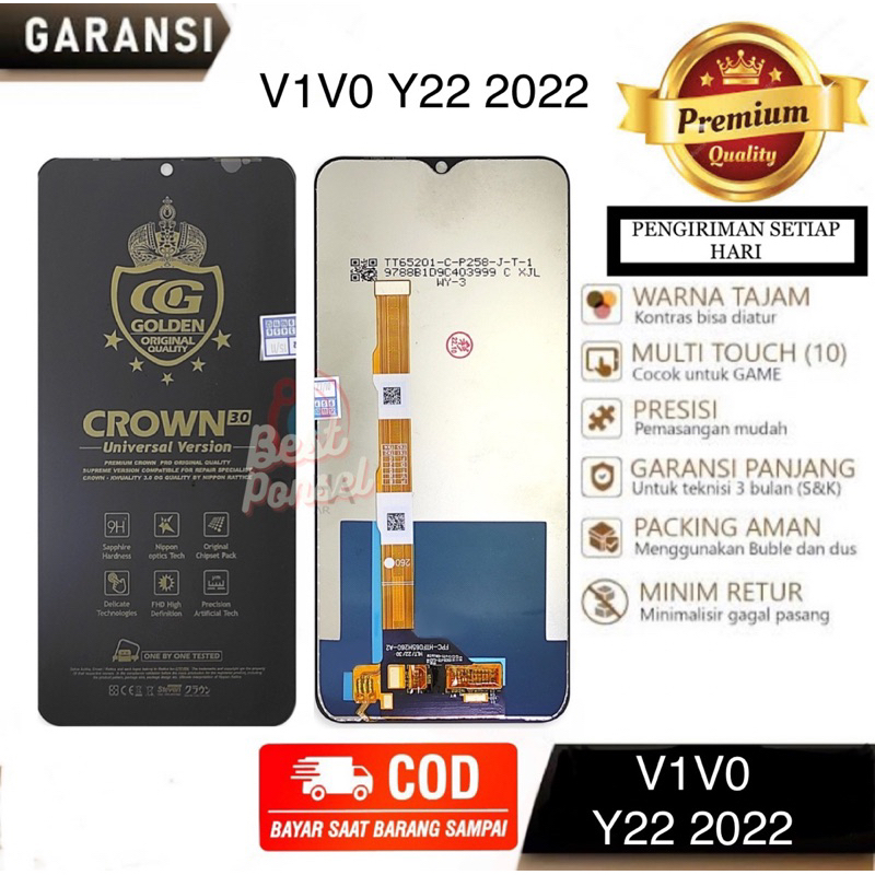Jual Lcd Touchscreen VIVO Y22 2022 Fullset ORIGINAL CROWN | Shopee ...