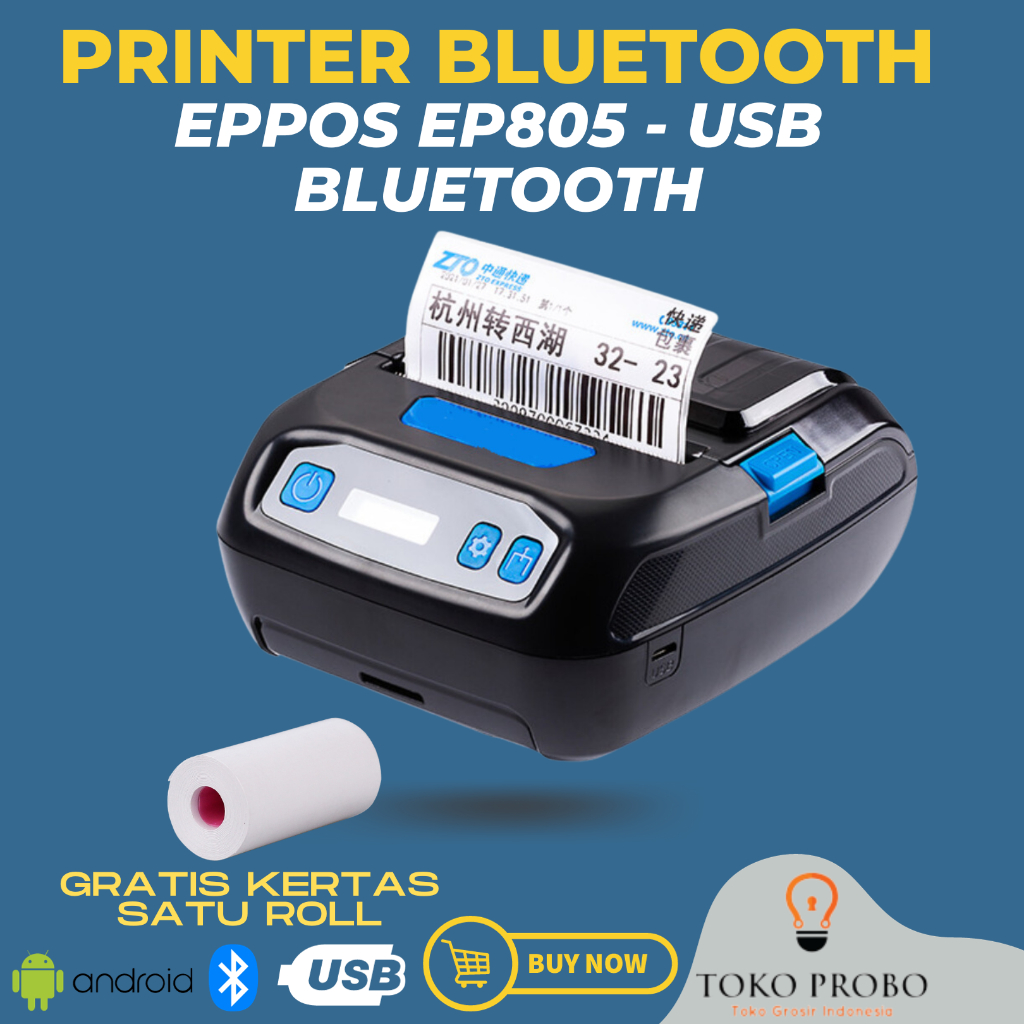 Jual Printer Bluetotth Barcode Thermal 80 mm EPPOS EP805 [ cetak nota & resi marketplace ] [Dual ...