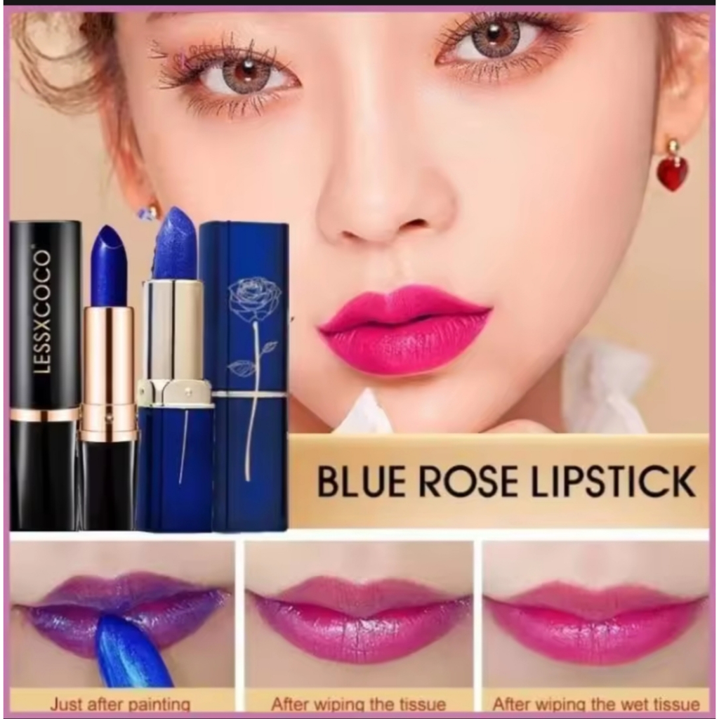 Jual ORI 100% LESSXCOCO LIPSTICK BIRU BERUBAH WARNA EXPIRED PANJANG ...