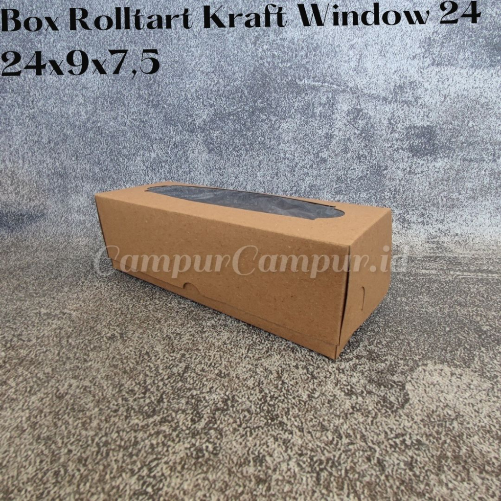 Jual Box Kraft Coklat Window Jendela Mika Roll Tart 24x9x7,5 Cm Dus ...