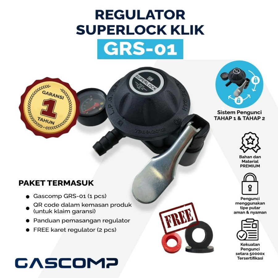 Jual REGULATOR GAS LPG / REGULATOR SUPERLOCK GASCOMP GRS-01 / GRS-02 ...