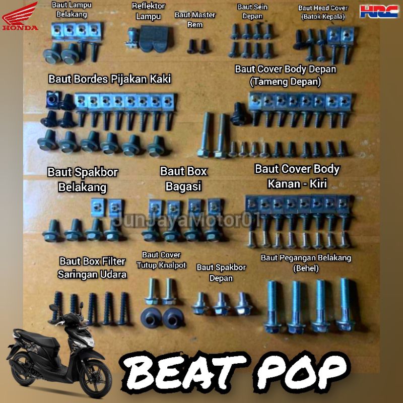 Jual Baut Lengkap Full Set Body Honda Beat Pop 2014-2019 / Baut Lengkap ...