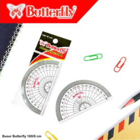 Jual Busur Butterfly 180 Derajat Penggaris Sudut Bening Tebal Setengah ...