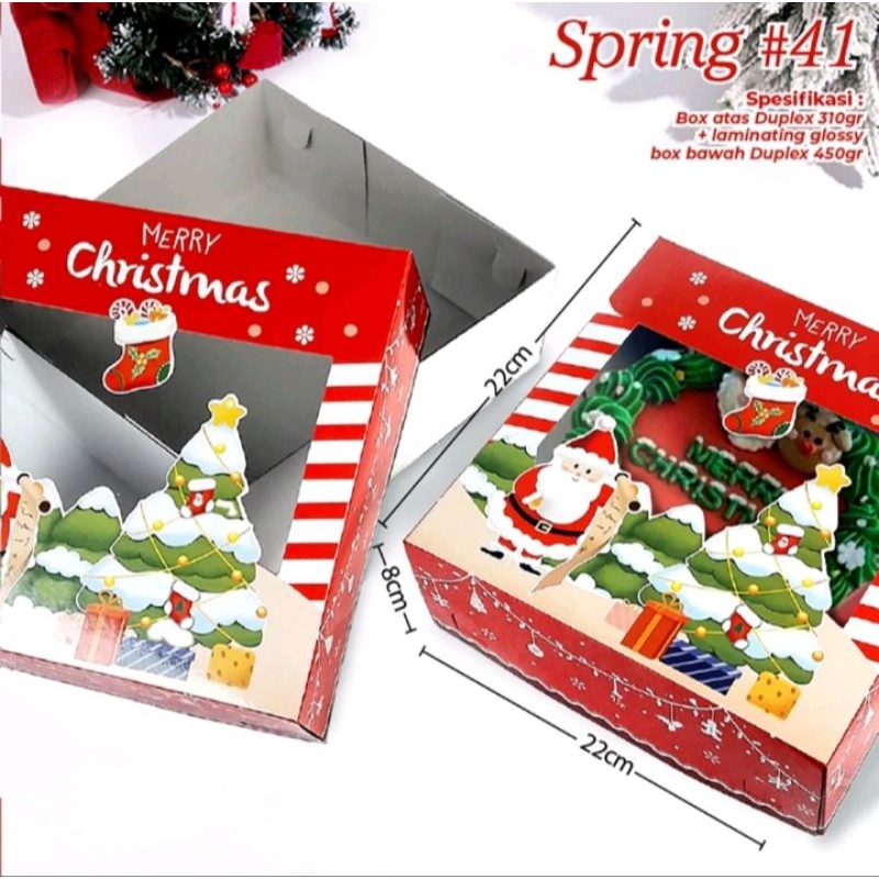 Jual Christmas Box Natal 22x22 x8cm Box Natal Kue bOlu Box Natal Kue ...