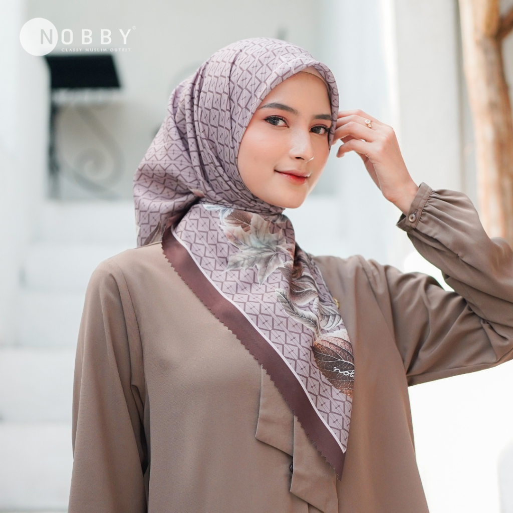 Jual Nobby - Mahika Scarf Coklat Muda Jilbab Kerudung Segi Empat Bahan Voile Dengan Lasercut ...
