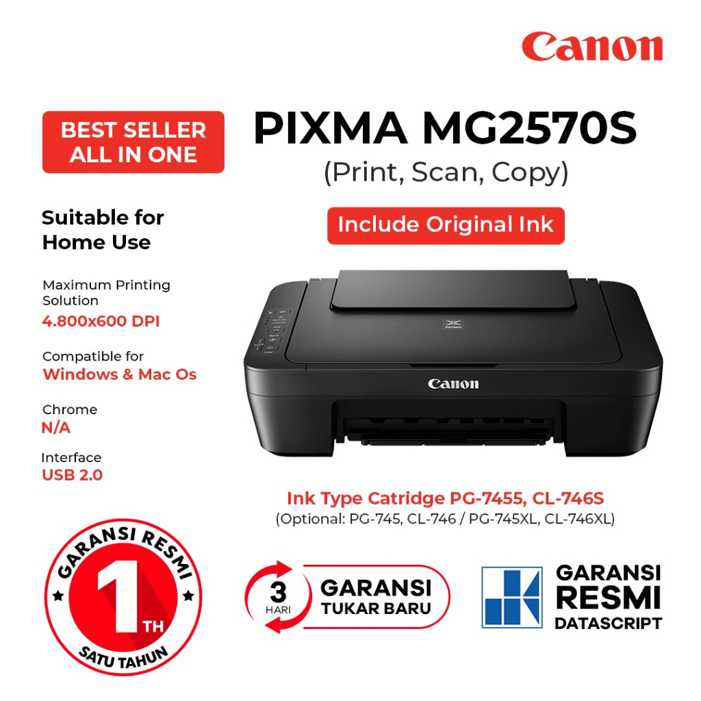 Jual Printer CANON PIXMA MG2570S All in One Print Scan Copy Garansi ...