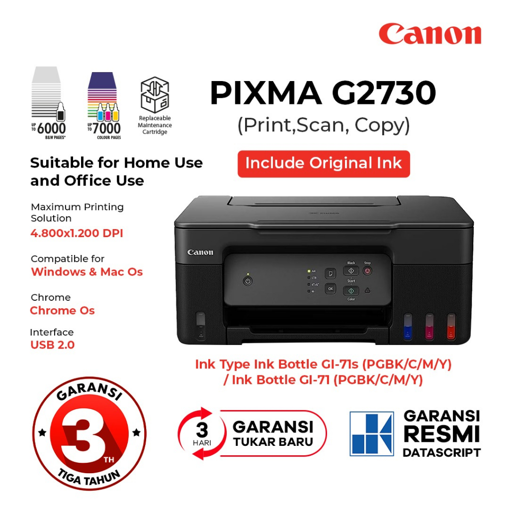 Jual Canon PIXMA G2730 Inktank Printer Print Scan Copy - Garansi Resmi ...