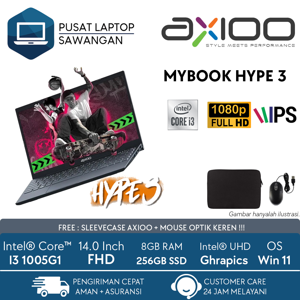 Jual Laptop AXIOO mybook hype 3 intel core i3 1005G1 8GB 512GB fhd ips win11 Terlaris | Shopee ...