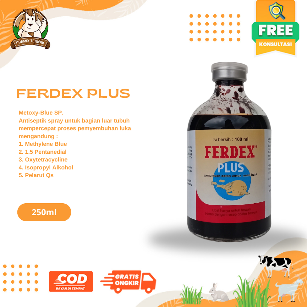Jual FERDEX PLUS 100 ml - Penambah Darah Anak Babi Zat Besi Hewan ...