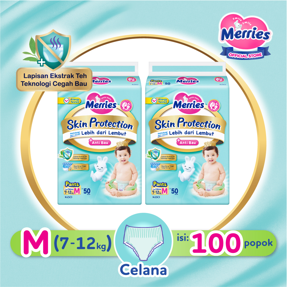 Jual Merries Skin Protection Popok bayi Celana M 50 Twinpack ...