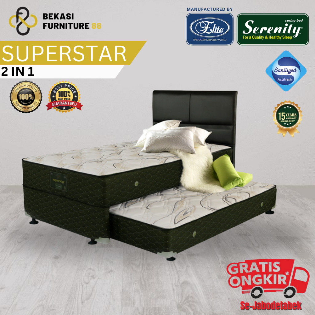 Jual 1 Set Kasur Springbed Serenity 2 in 1 ( Superstar 2in1 ) By Elite | Shopee Indonesia