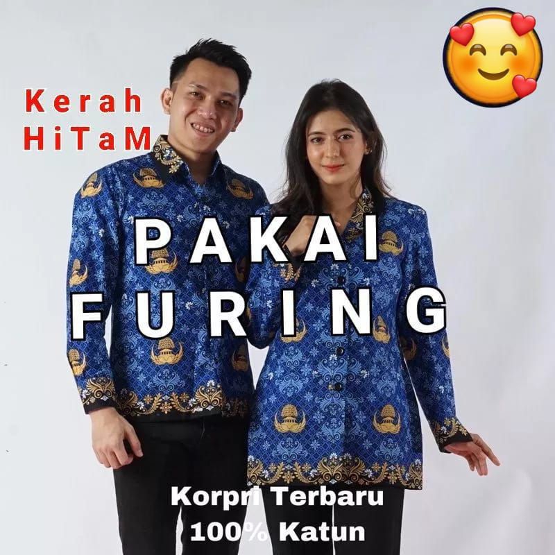 Jual Seragam Baju KORPRI Full Furing Terbaru 2022 Kerah Hitam Batik ...