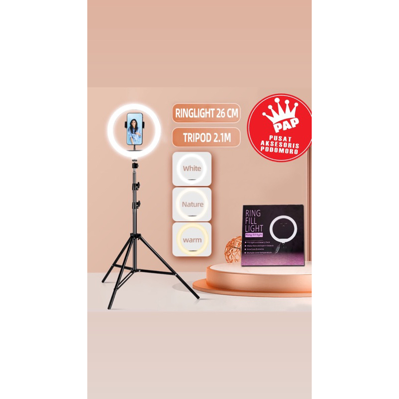 Jual (PAP) ringlight set plus tripod / RING LIGHT TRIPOD 26CM PAKET ...