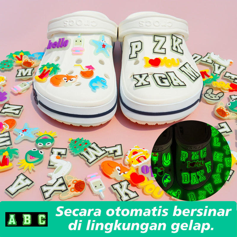 Jual Huruf alfabet yang diterangi Crocs Jibbitz Pin Bentuk Huruf Angka ...