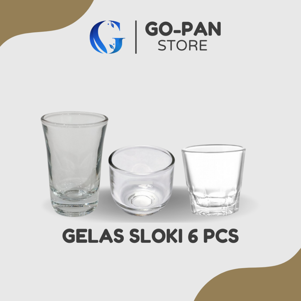 Jual Gelas Sloki Unik Kecil 30 ml Isi 6 pcs KIG Untuk Minuman Kopi Soju Model Tinggi Pendek ...