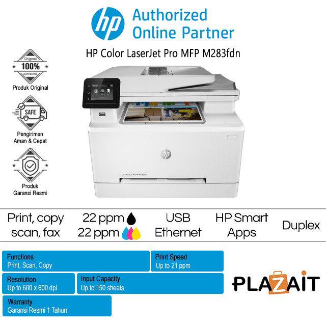 Jual Printer HP Color LaserJet Pro MFP M283fdn | Shopee Indonesia