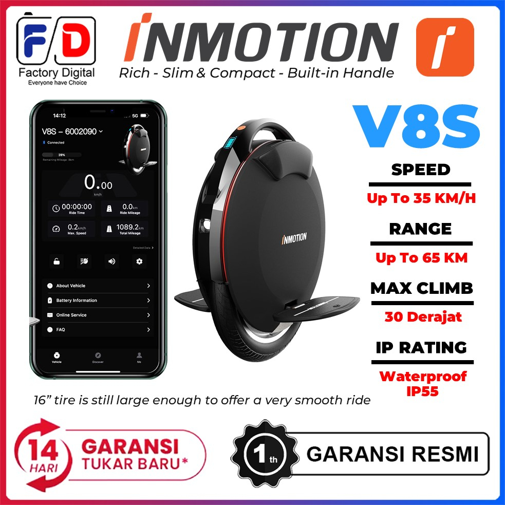 Jual INMOTION V8S Electric Unicycle Self Balancing Sepeda Roda Listrik ...