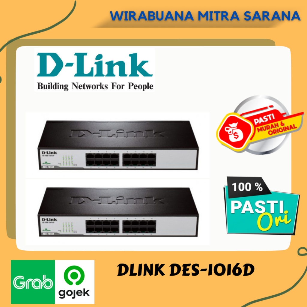 Jual Switch Hub 16-Port DLink DES-1016D Fast Ethernet Desktop/Rackmount ...