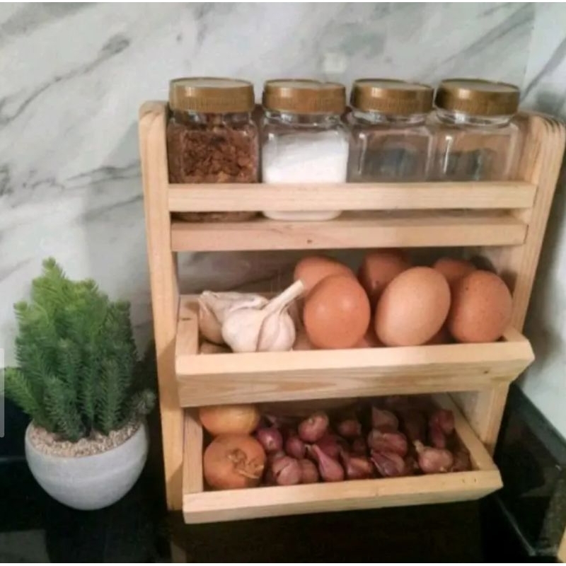 Jual RAK KAYU TEMPAT BUMBU/ BAWANG/TELUR/REMPAH | Shopee Indonesia