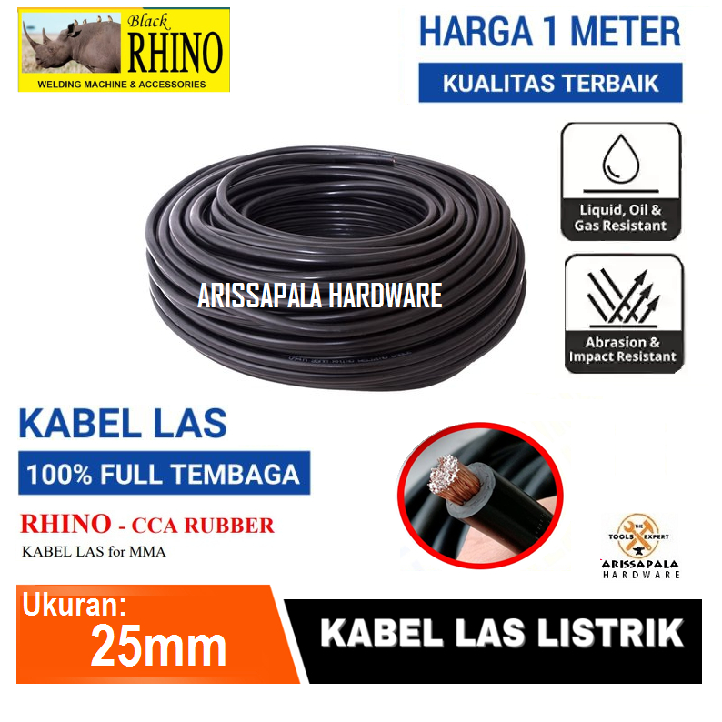 Jual RHINO Kabel Las 25mm Hitam Original Kabel Las Listrik Rhino ...