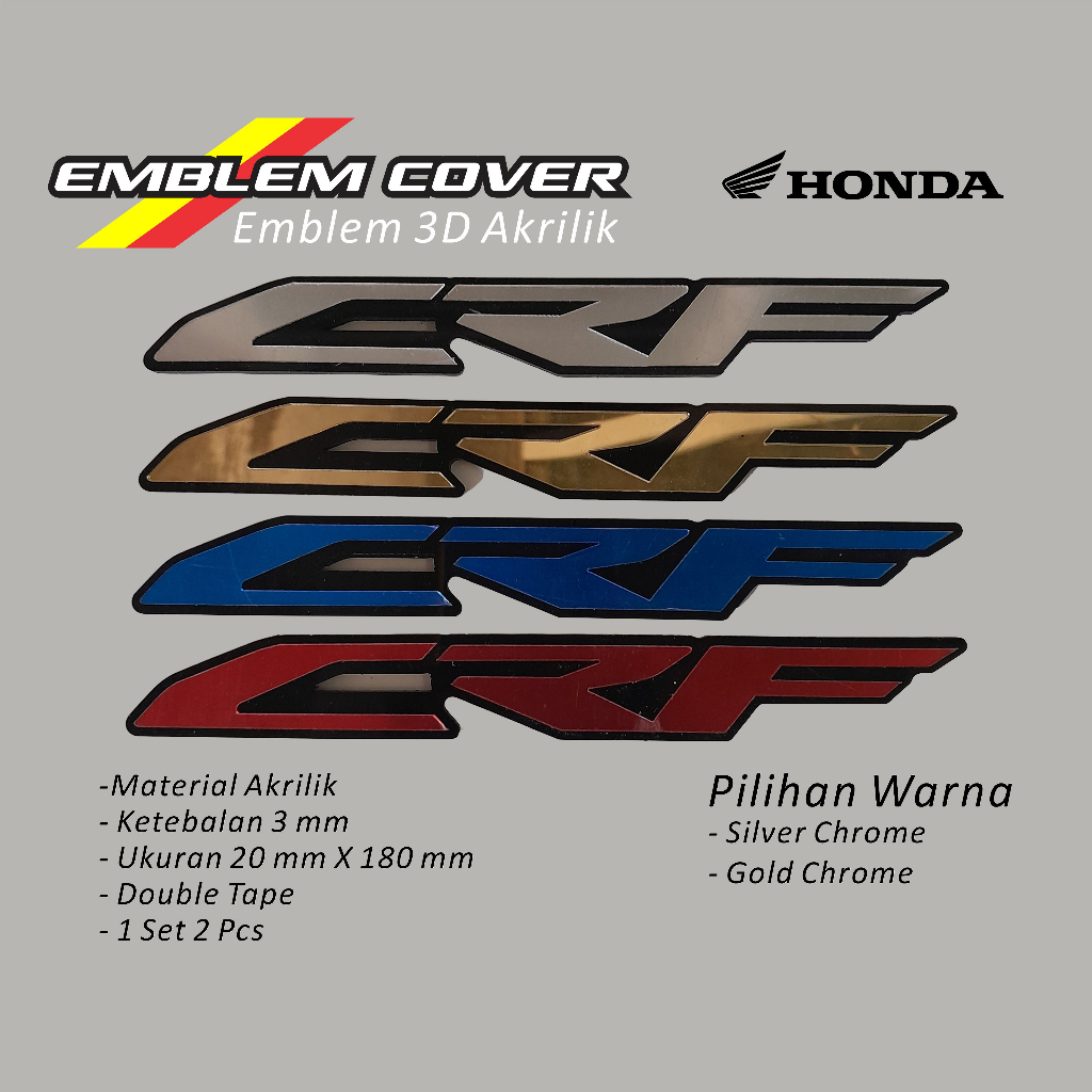 Jual EMBLEM CRF LOGO TIMBUL 3D BUKAN STIKER GOLD , SILVER , BIRU ...