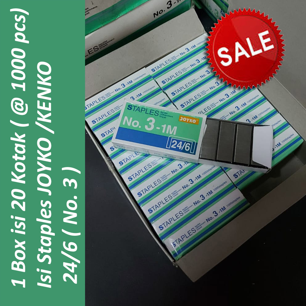 Jual Isi staples besar Kenko 24/6 no 3 1 Pack isi 20 Box SALE | Shopee ...