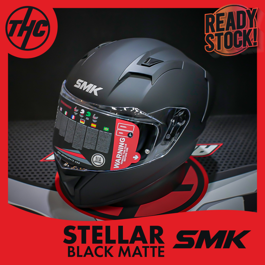 Jual HELM SMK STELLAR BLACK MATTE FULL FACE HELMET SMK | Shopee Indonesia