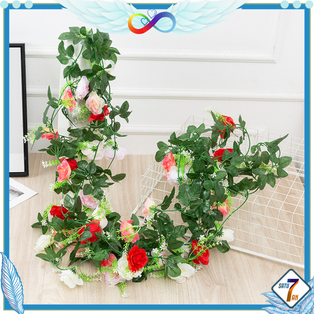 Jual Bunga Mawar Rambat Plastik 2,3 meter Bunga Juntai Gantung Ornamen ...