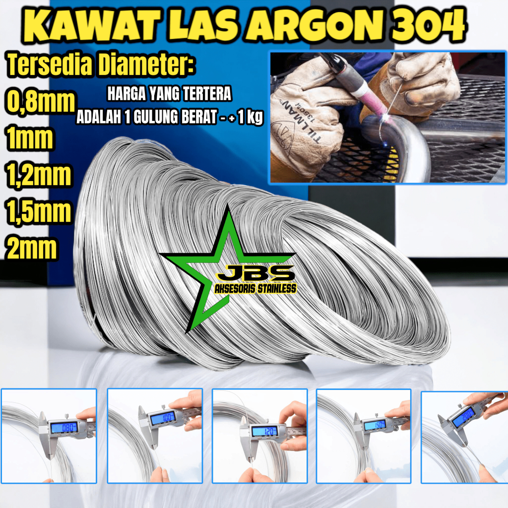 Jual Kawat Las Argon Stainless Soft 304 1,0mm/1.2mm/1.5mm/2,0mm ( 1kg) | Shopee Indonesia