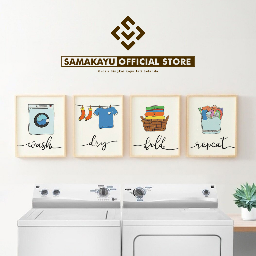 Jual Laundry Dekorasi Dinding Satu Paket 4 PCS Aesthetic Pigura Kayu ...