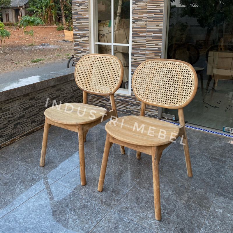 Jual PROMO !!! Kursi Makan Cafe Resto Model Terbaru Kayu Jati Mix Rotan Harga Murah - Kursi Cafe ...