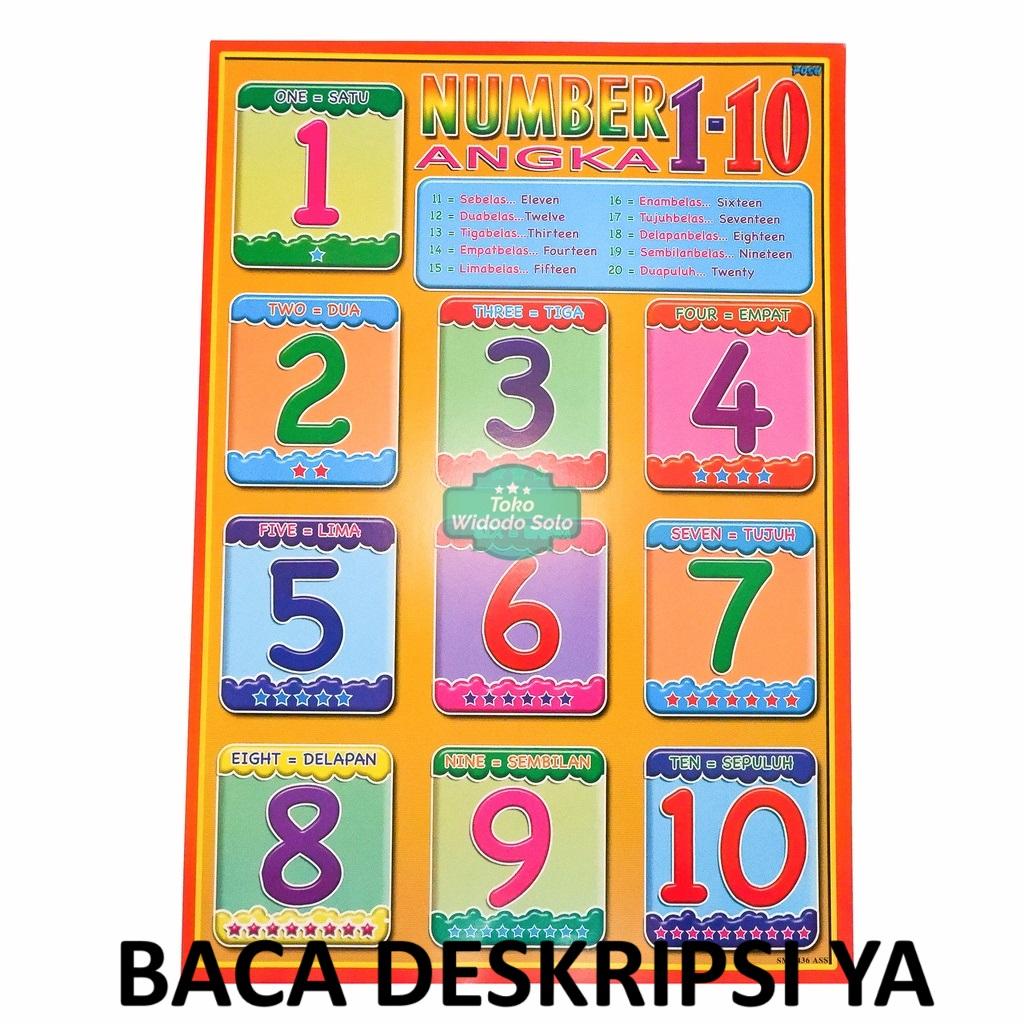Jual 1 LEMBAR Poster Edukasi Angka 1 sampai 10 35x50cm | Shopee Indonesia