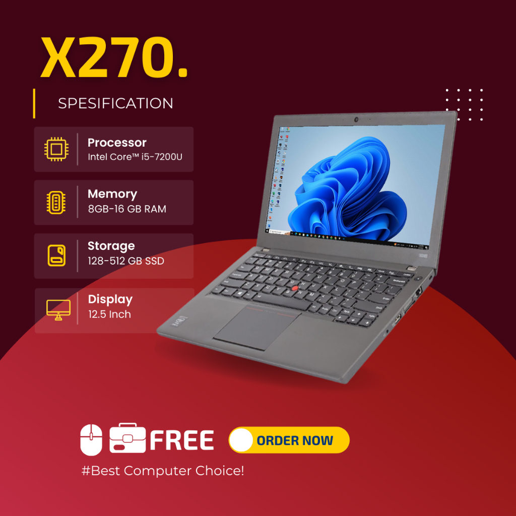 Jual Laptop Lenovo Thinkpad X270 Core i5 Ram 8gb SSD 256GB Second Mulus /Termurah /Murah ...