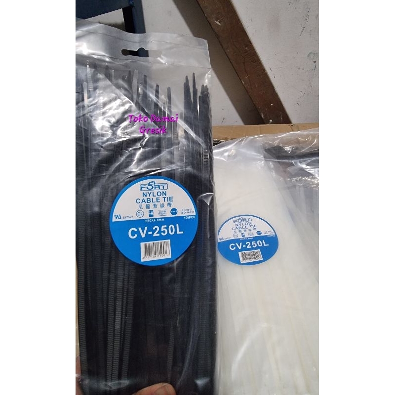 Jual Meval Cable Kabel Ties 250x4,8mm 4,8x250mm hitam dan putih panjang ...