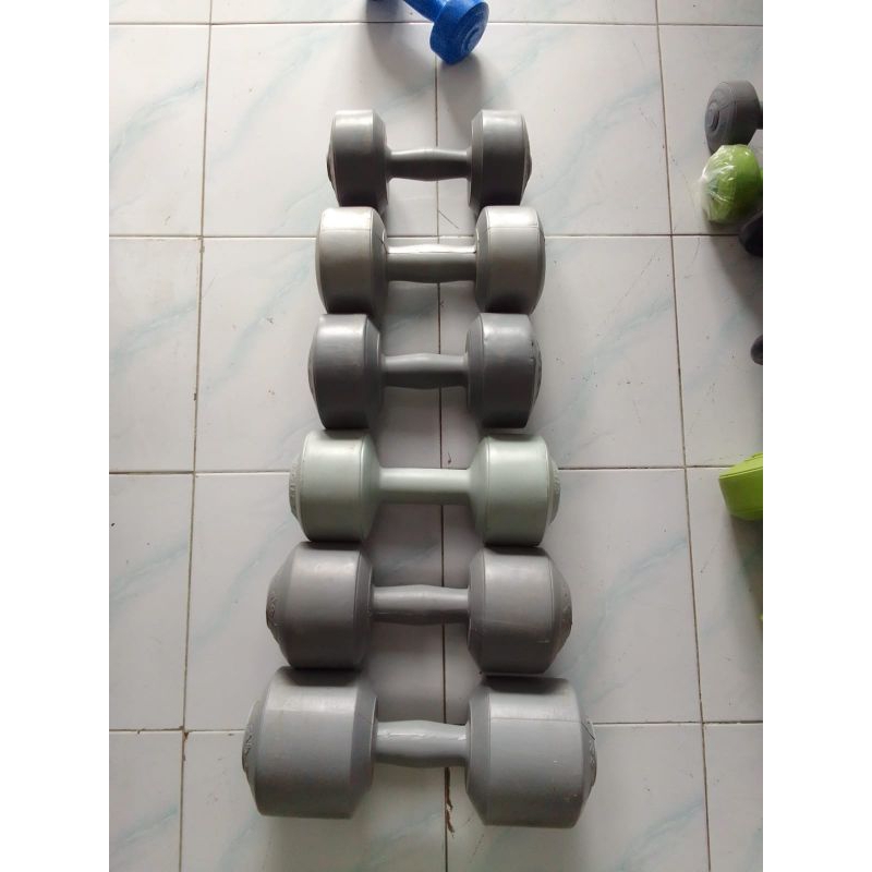 Jual Barbel Fitness 5kg Dumbbell Bahan Plastik PVC Awet Untuk Angkat Beban Murah | Shopee Indonesia