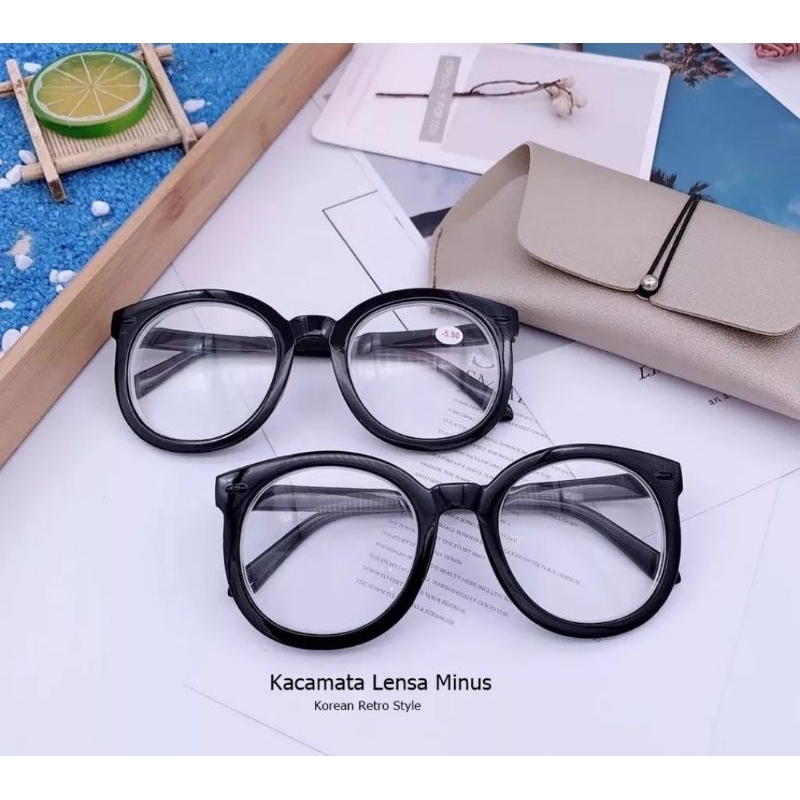 Jual Kacamata minus frame lensa bulat | Kacamata myopia unisex pria ...