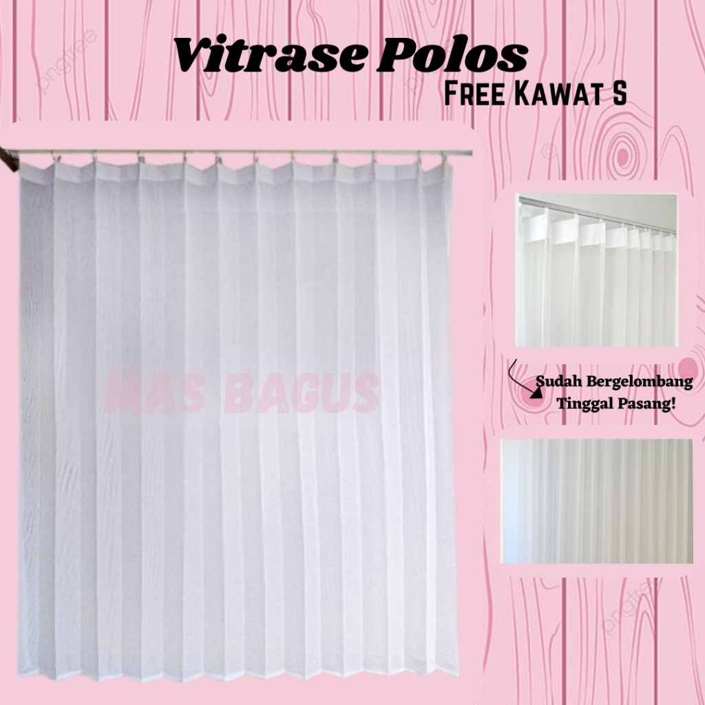 Jual GORDEN VITRASE KAWAT S POLOS 200 X 250 - 300 CM TINGGI 3 METER ...