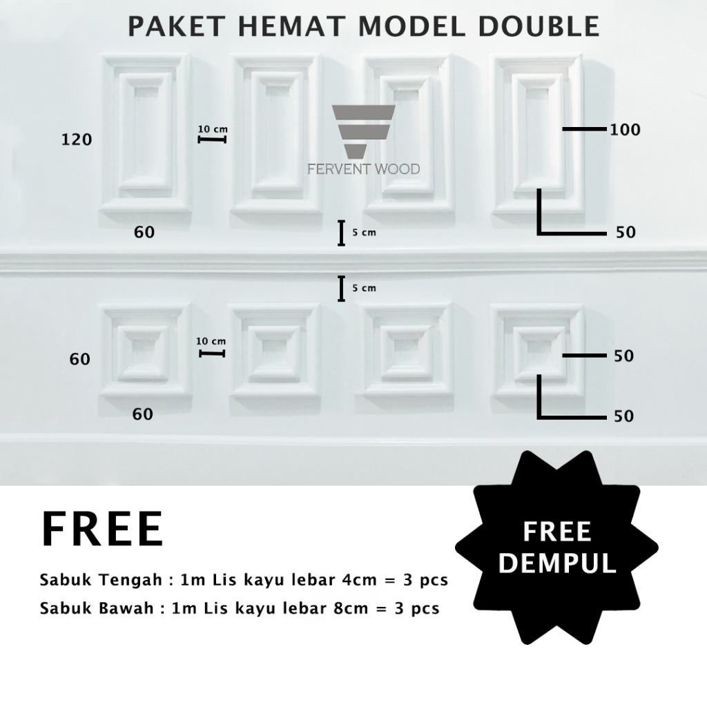 Jual FERVENT WOOD Wall Moulding Kayu Paket Komplit Lebar Dinding 3m ...