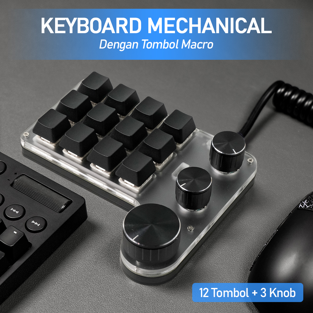 Jual Keyboard Mechanical Bluetooth RGB Shortcut Rechargeable 12 Tombol ...
