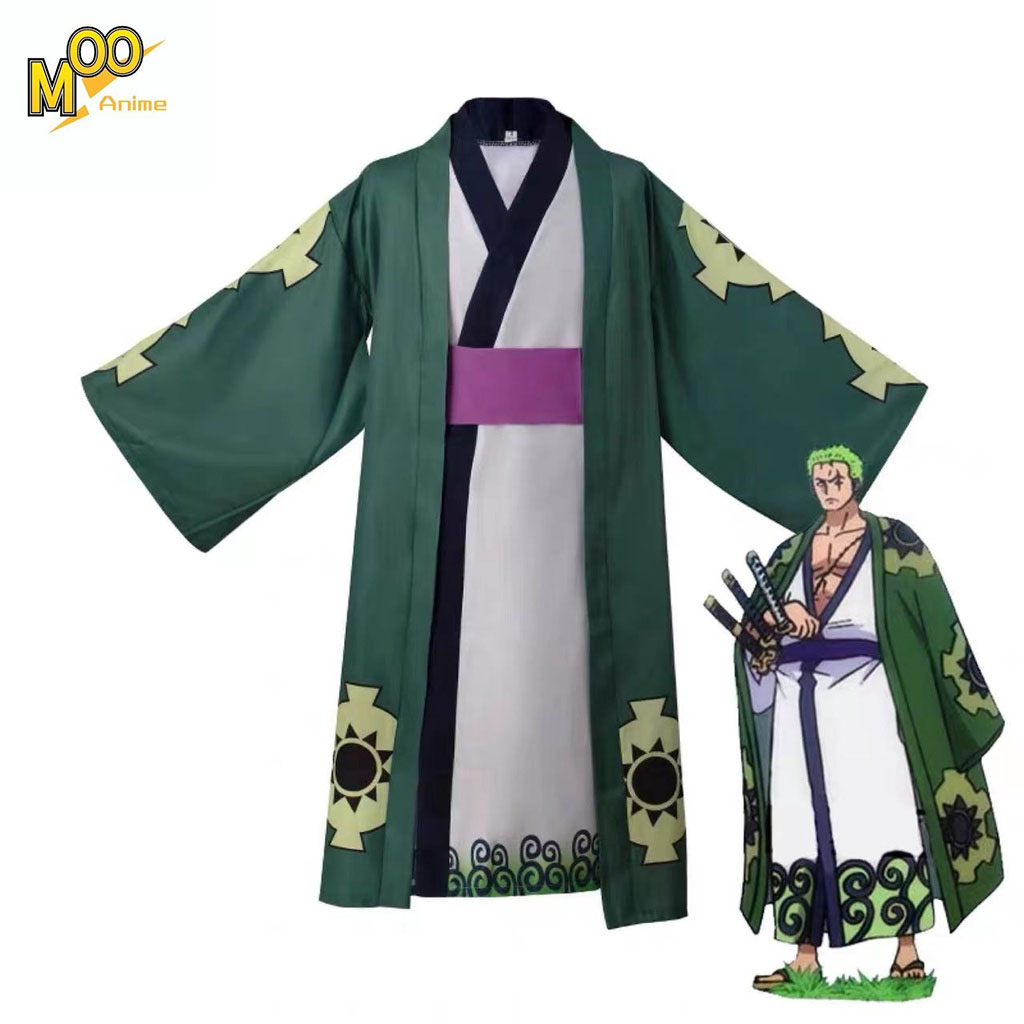 Jual One Piece Roronoa Zoro Cosplay Costume Kimono Robe Full Suit and ...