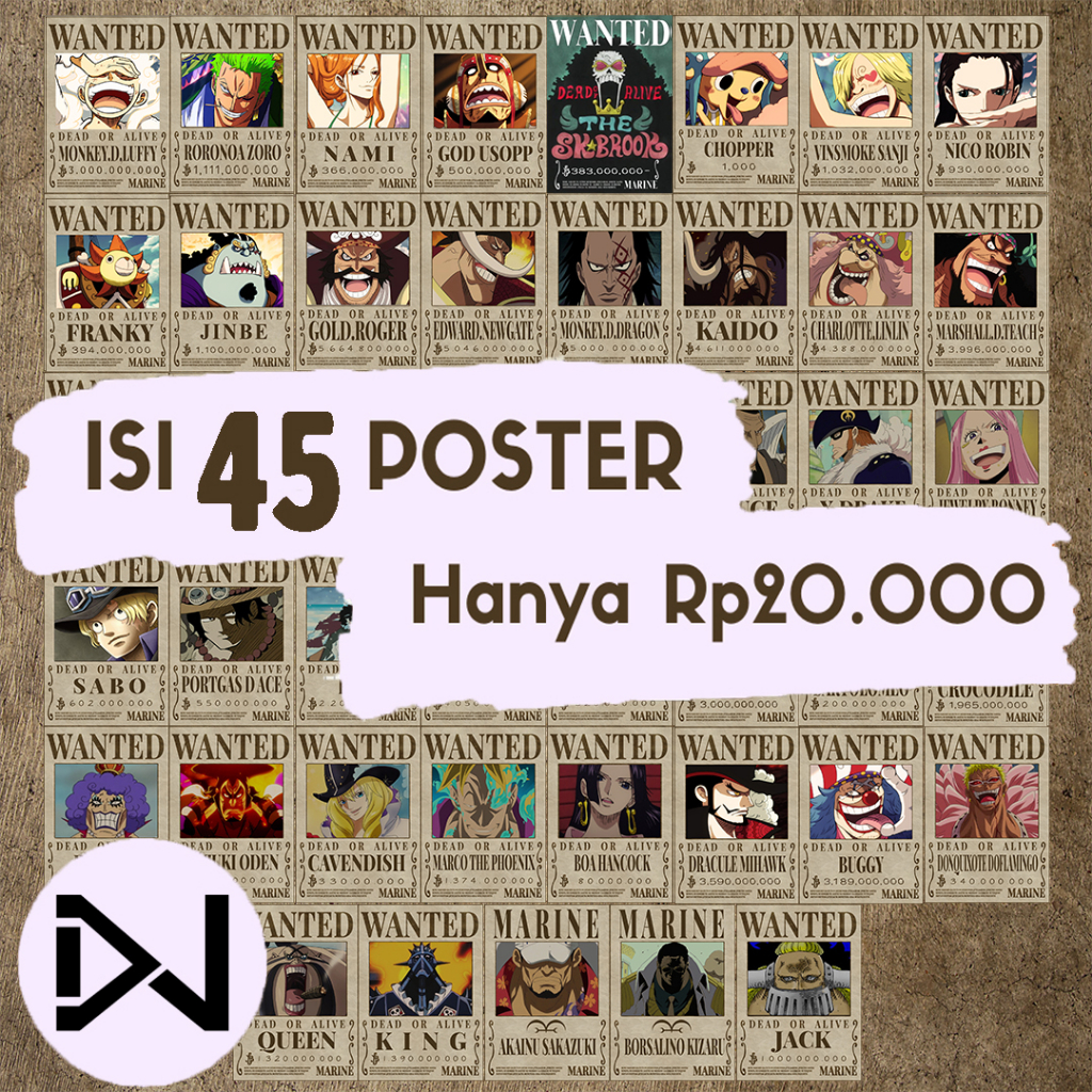 Jual POSTER BOUNTY ONE PIECE ISI 45pcs | DELUSIONWALL | | Shopee Indonesia