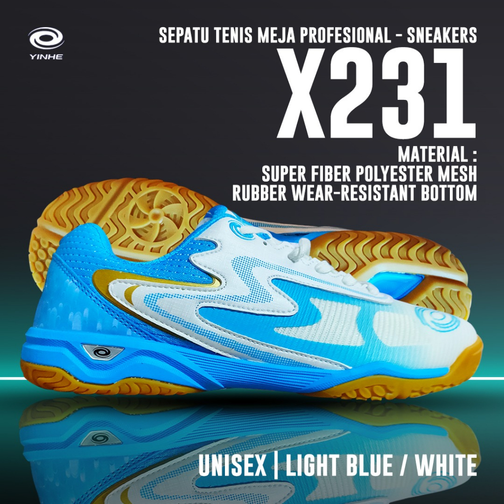 Jual Sepatu Pingpong Tenis Meja Yinhe X231 Unisex Light Blue White | Shopee Indonesia
